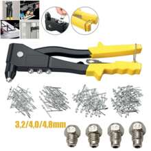 HEAVY DUTY HAND RIVET GUN 4 HEAD NOZZLE RIVETER PLUS 380 ASSORTED POP ...