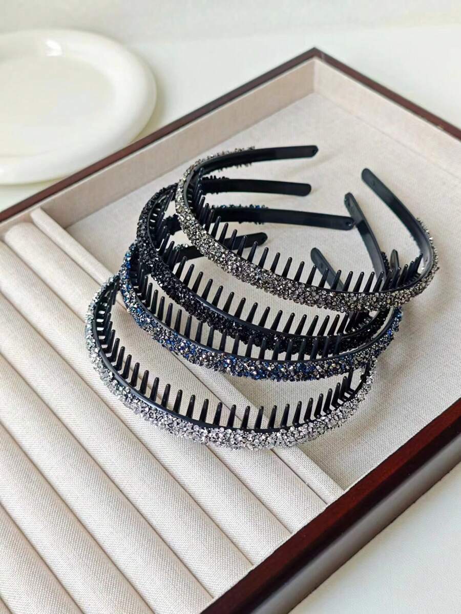 4pcs Women's Acrylic Rhinestone Hair Hoops, Elegant & Simple Design ...