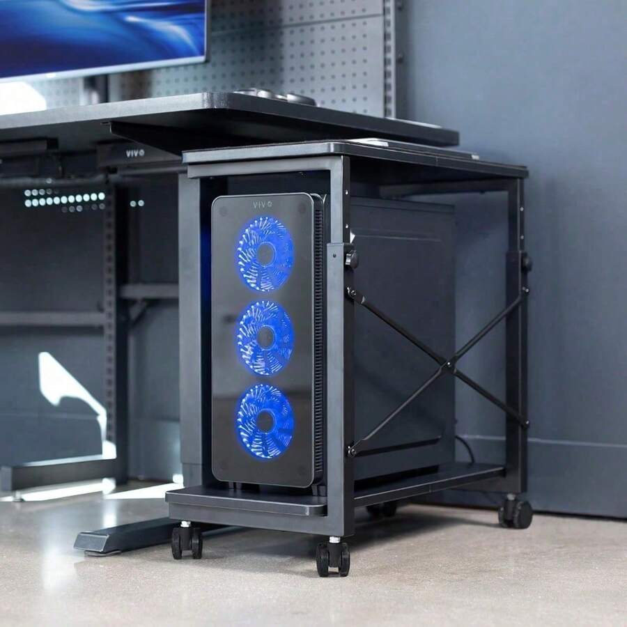 Mobile Adjustable PC Cart With Storage, Premium CPU Holder, Fits ...