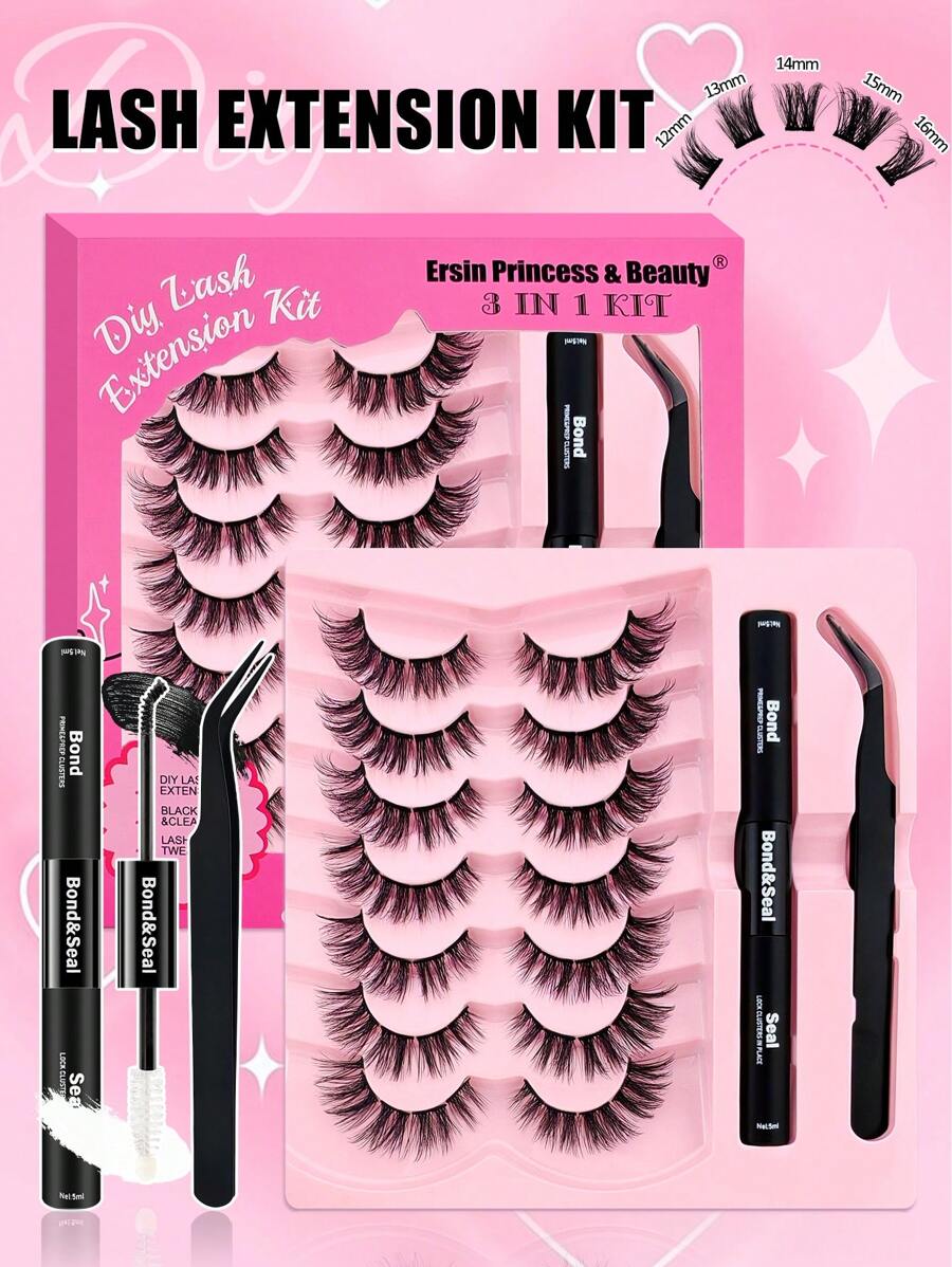 70Pcs D Curl DIY Lash Extension Kit Fluffy Eyelash Extension Kit DIY ...