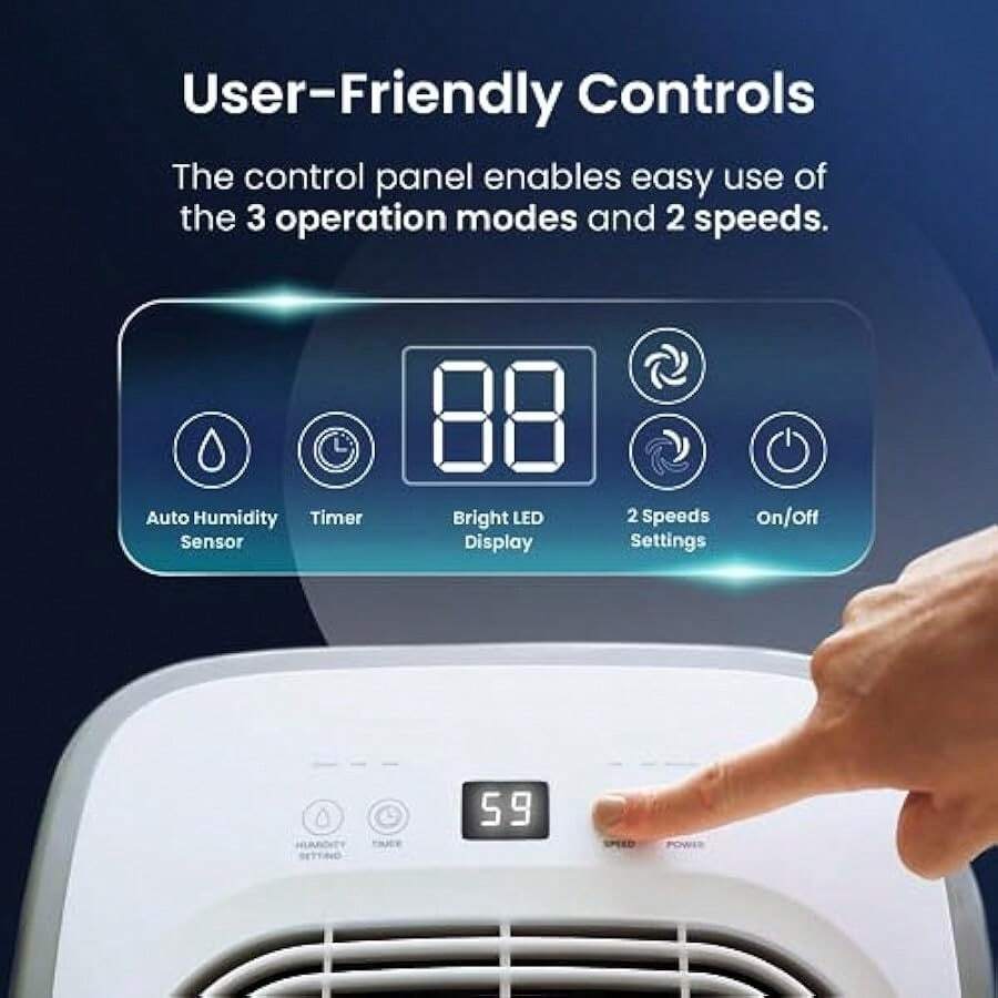 12L Day Dehumidifier Low Energy Compressor 2.5L Water Tank Damp Mould ...