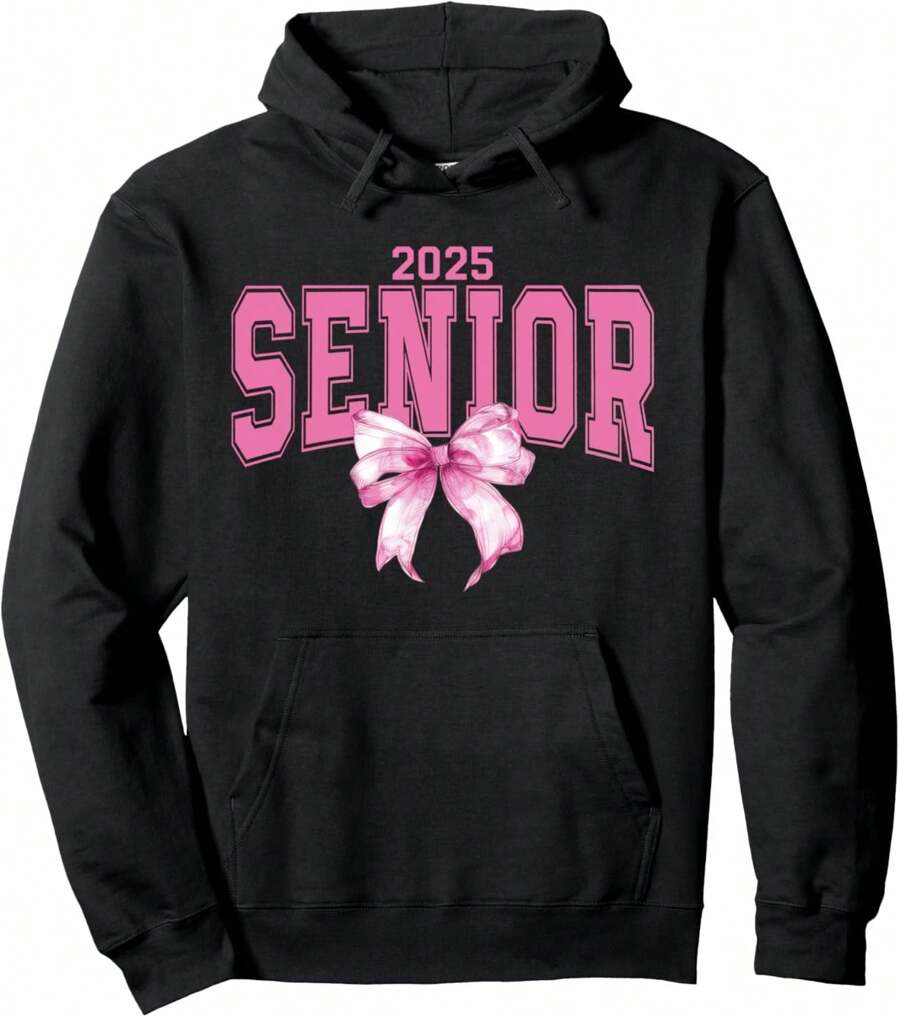 Senior 2025 Pink Bow, Graduation 2025 Pullover Hoodie | SHEIN USA