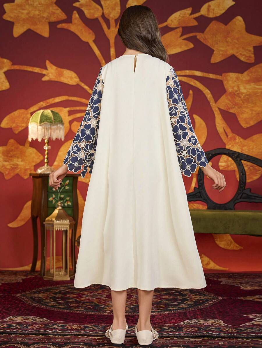 Tween Girl Arabic Style Embroidered Pearl Abaya Dress, Dubai Robe ...