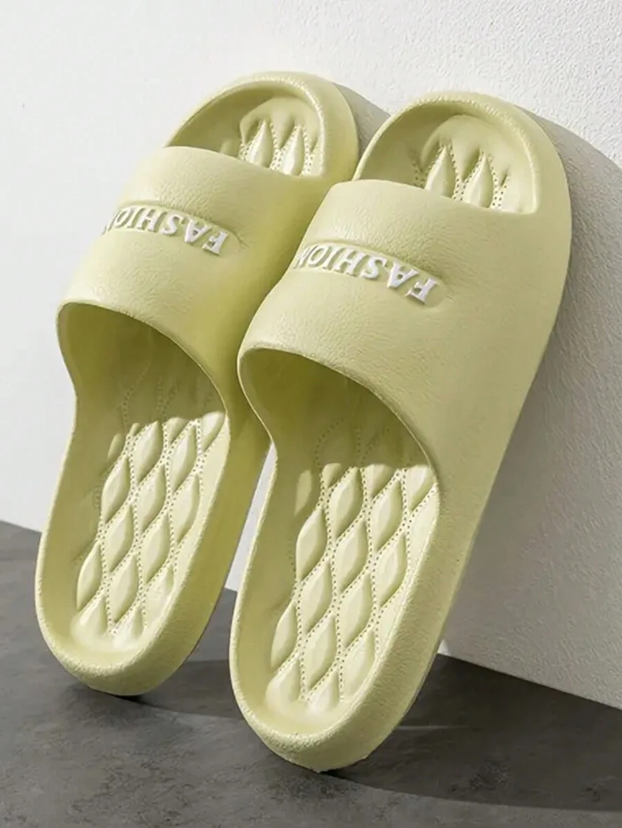 Simple Minimalist Matcha Green Fresh Letter Style Slippers, Suitable ...