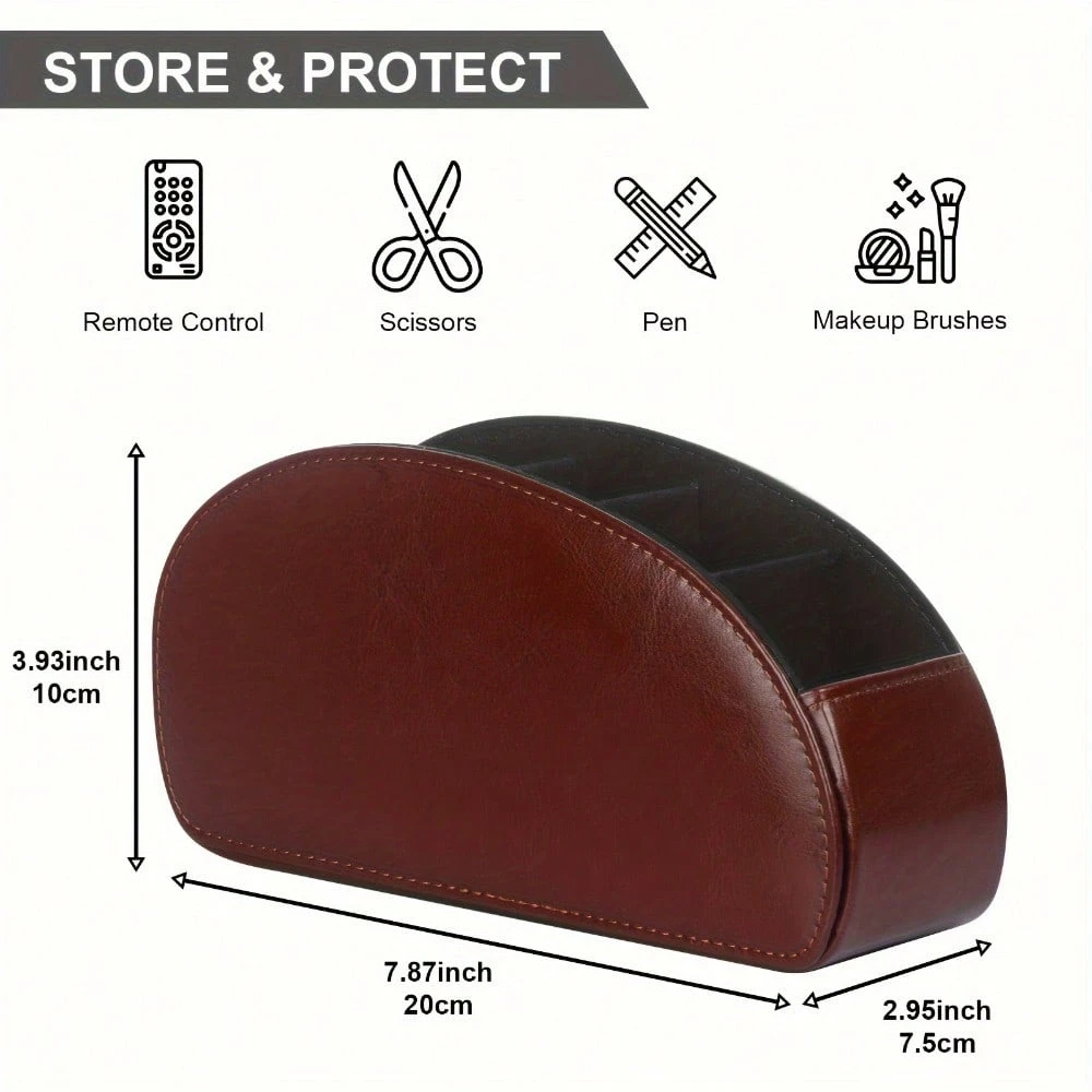 1pc 5-Compartment Remote Control Holder - PU Leather Desktop Remote ...