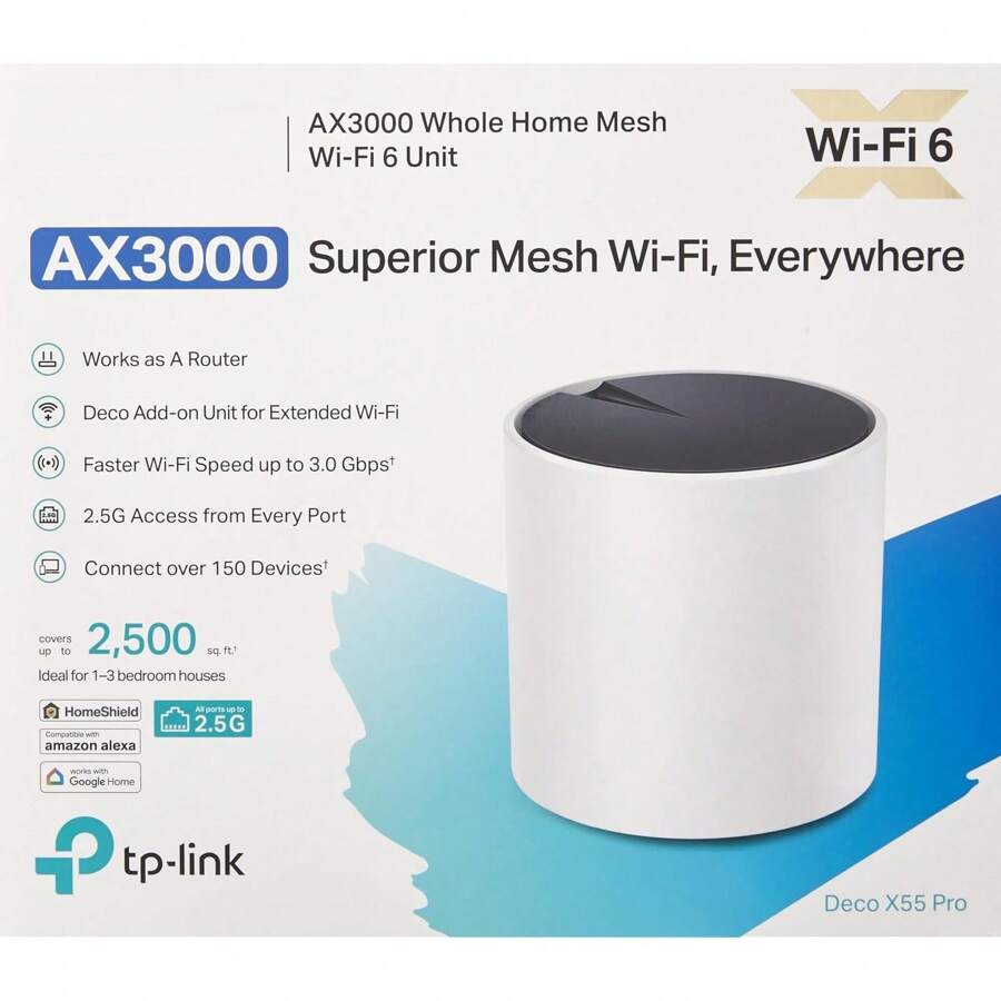 TP-Link Dual Band WiFi 6 AX3000 Whole Home Mesh System | Up To 2500 Sq ...