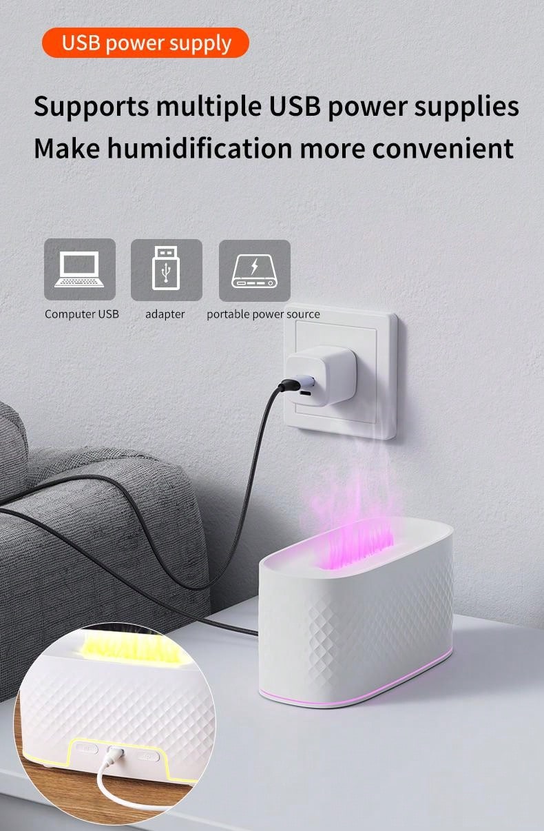 2025 New Ultrasonic Usb Home Desktop Flame Diffuser Fire Flame ...