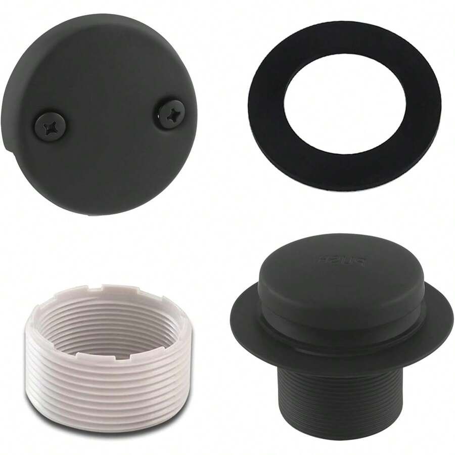 Black Tub Drain Kit With Overflow, Tip-Toe Bath Tub Drain And Two-Hole ...
