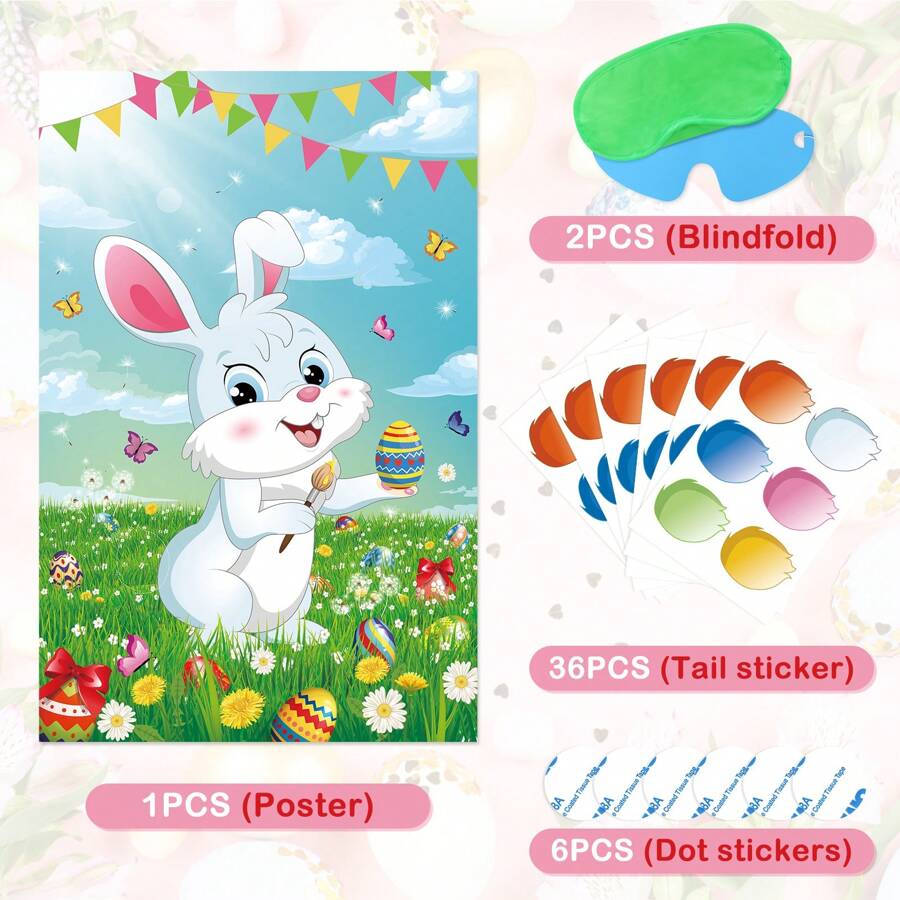 Pin The Tail On The Bunny Game For Birthday Party, Easter Party Game ...