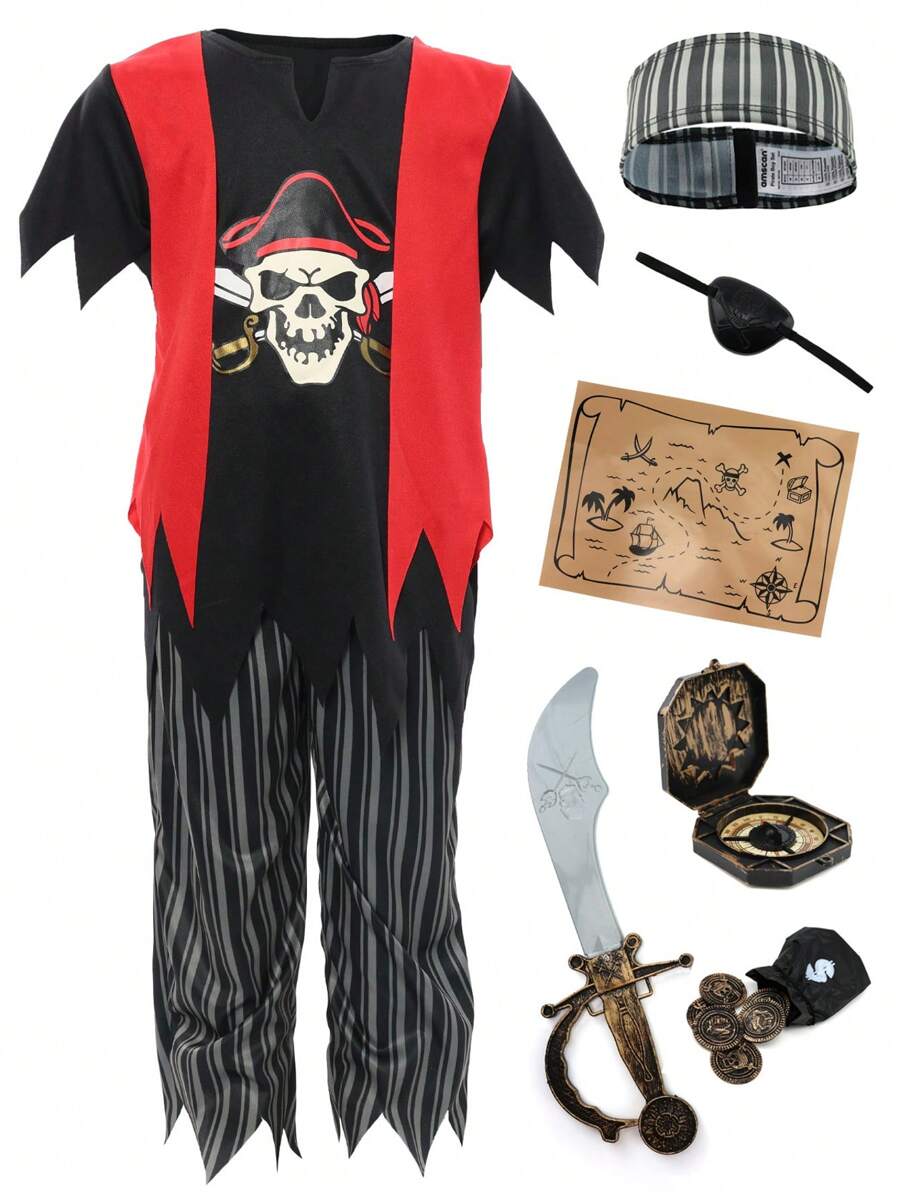10pcs Boys Pirate Costume Kids Fancy Dress Swashbuckler Captain ...