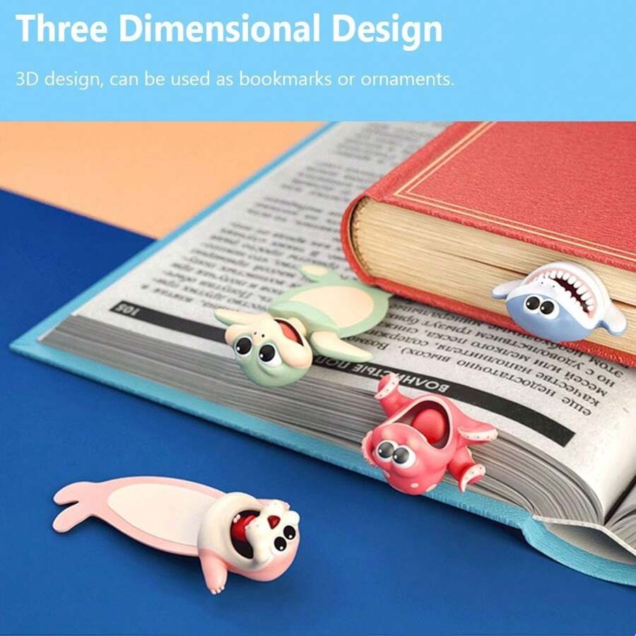 Creative Cartoon Sea Animal Bookmarks PVC 3D Stereo Wacky Octopus ...