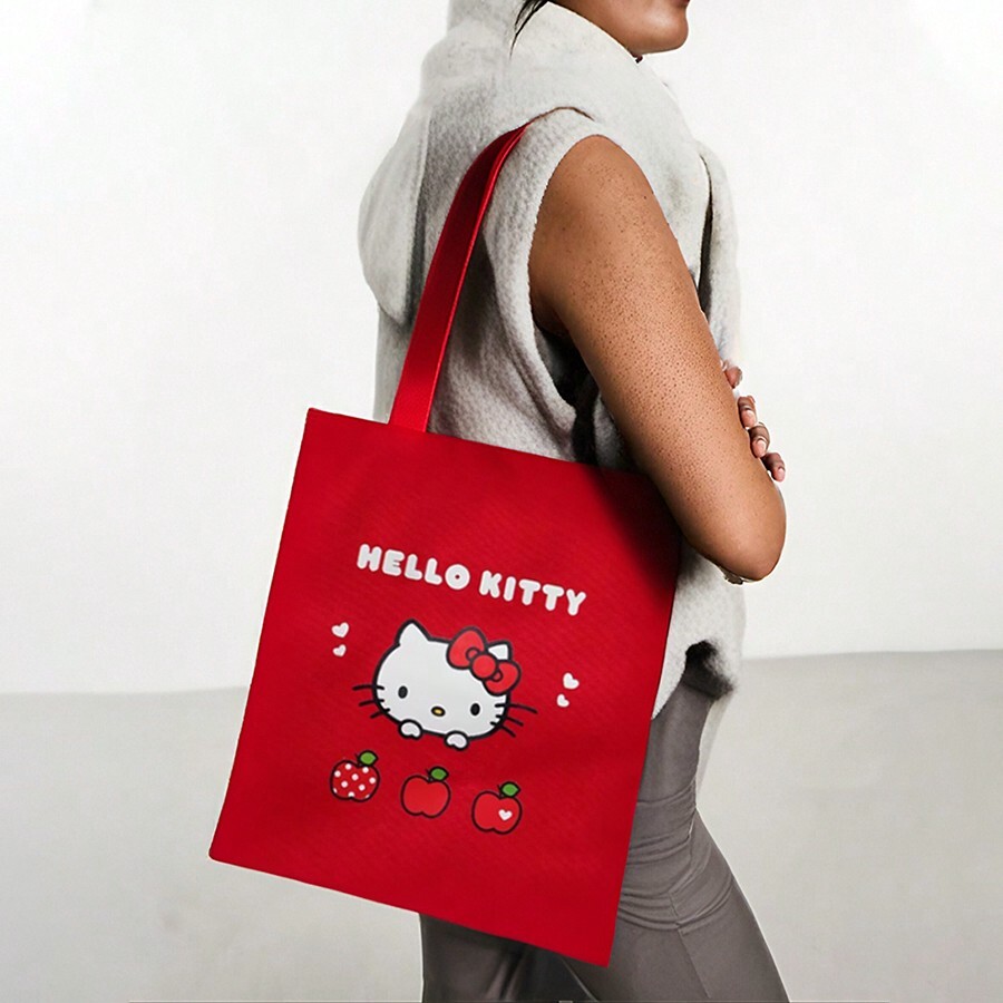 Miniso MINISO Hello Kitty Apple Season Red Shoulder Canvas Tote Bag(1 ...