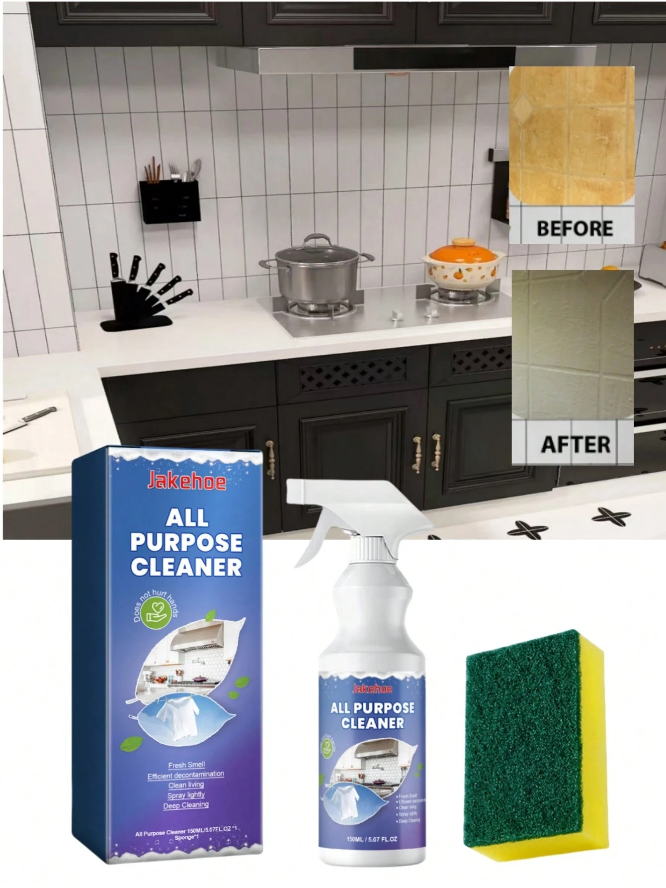 All-Purpose Cleaner For Kitchen Range Hood, Tile Wall, Stubborn Oil ...