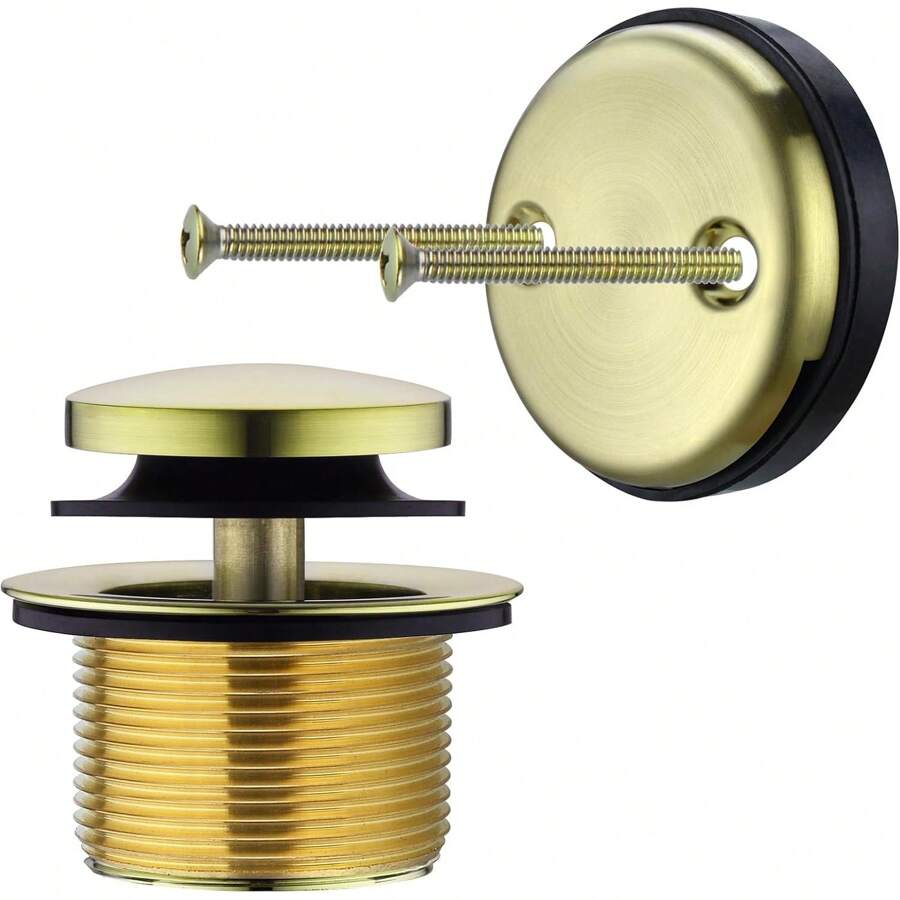 Brass Tip-Toe Tub Drain Kit, Brushed Gold Tub Drain And Overflow Kit ...
