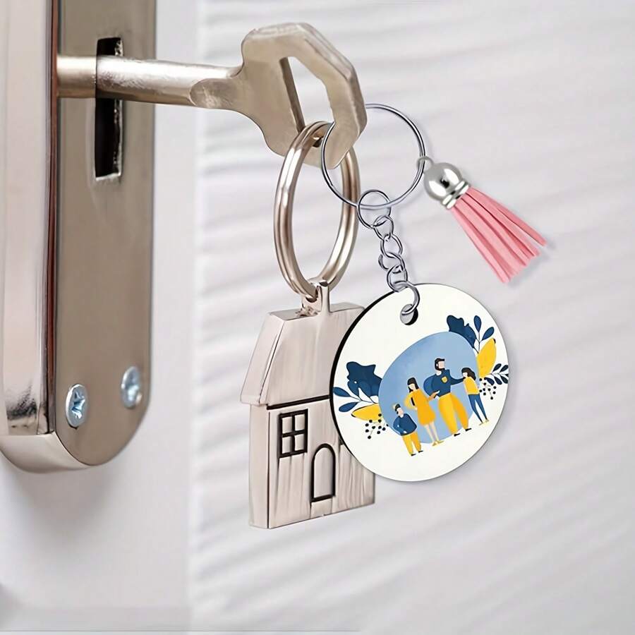 40pcs Round Keychain Set, Includes Keyring And Colorful Tassel, Double ...