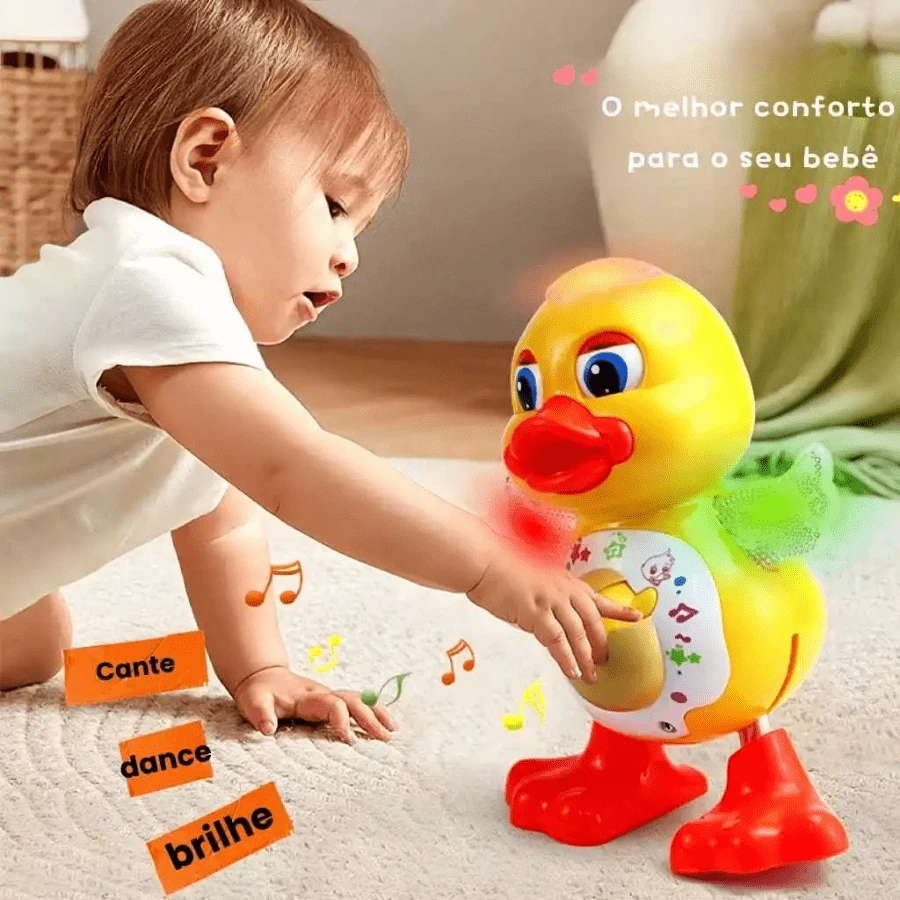 Brinquedo Pato Patinho Dançante Musical Dança Anda Mexe com Luz E Som ...