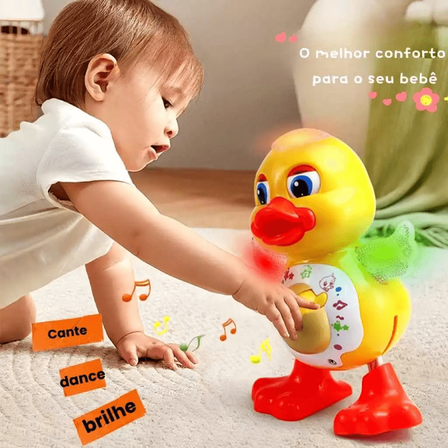Brinquedo Pato Patinho Dançante Musical Dança Anda Mexe com Luz E Som ...
