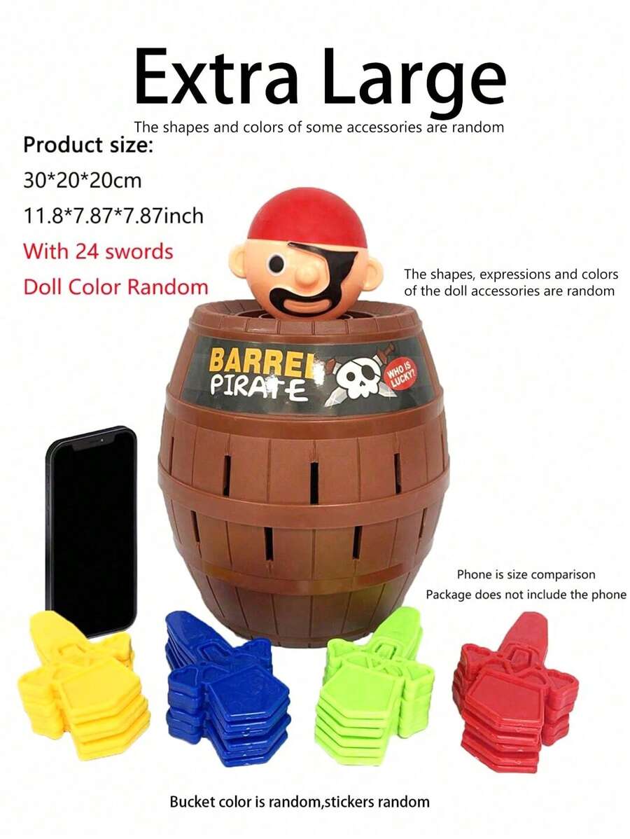1set Pirate Bucket Children's Toy Interactive Small Board Game Trick ...