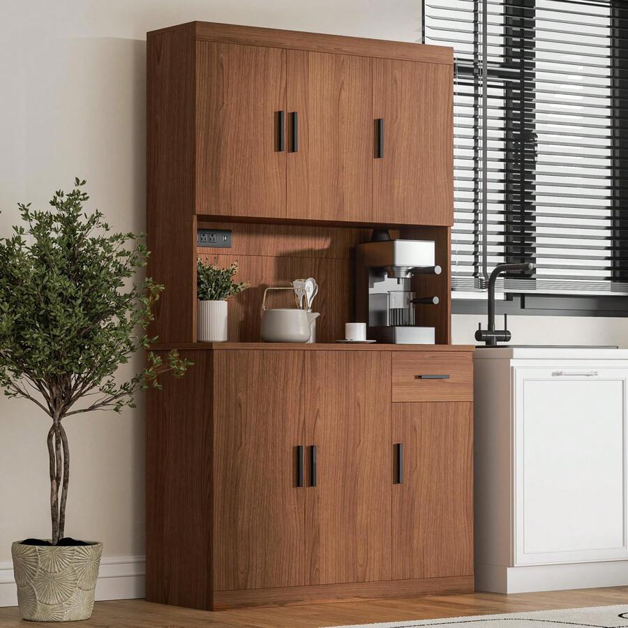 Kitchen Utensil Cabinet, 71 Inch High Kitchen Storage Cabinet With ...