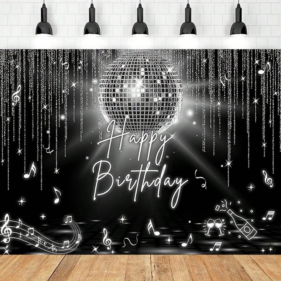 Film Disco Birthday Party Backdrops, Sparkling Silver Disco Balls ...