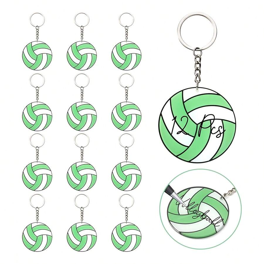 12pcs/Set Acrylic Volleyball Keychain Kits, Includes Key Rings ...