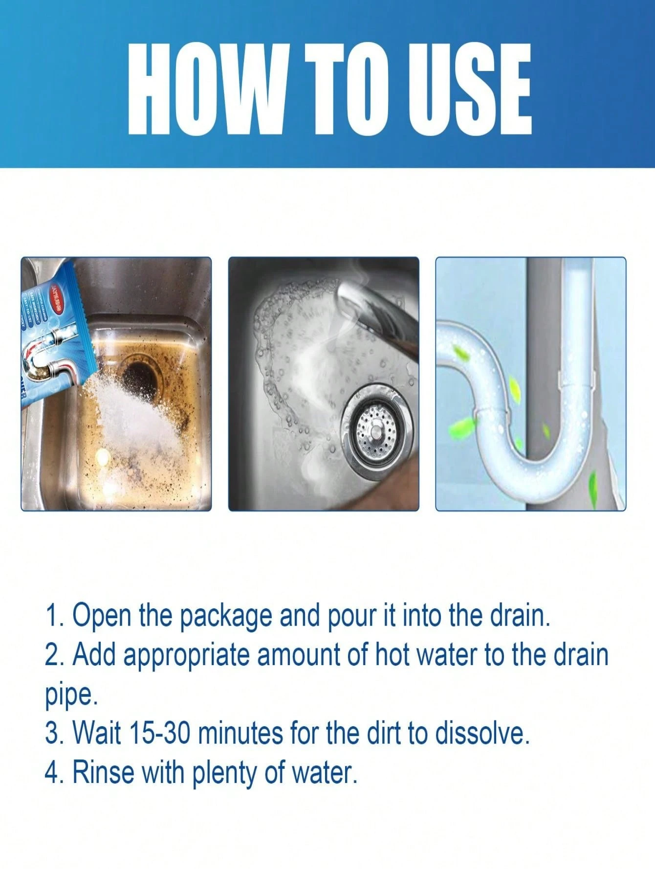 Drain Cleaner Powder For Toilet And Kitchen Sink, Anti-Blockage ...