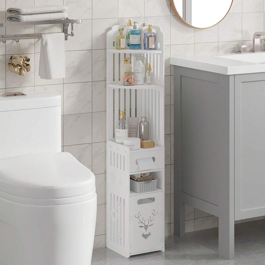 VECELO Corner Shelf Stand, Corner Shelves With Cabinet For Bathroom ...