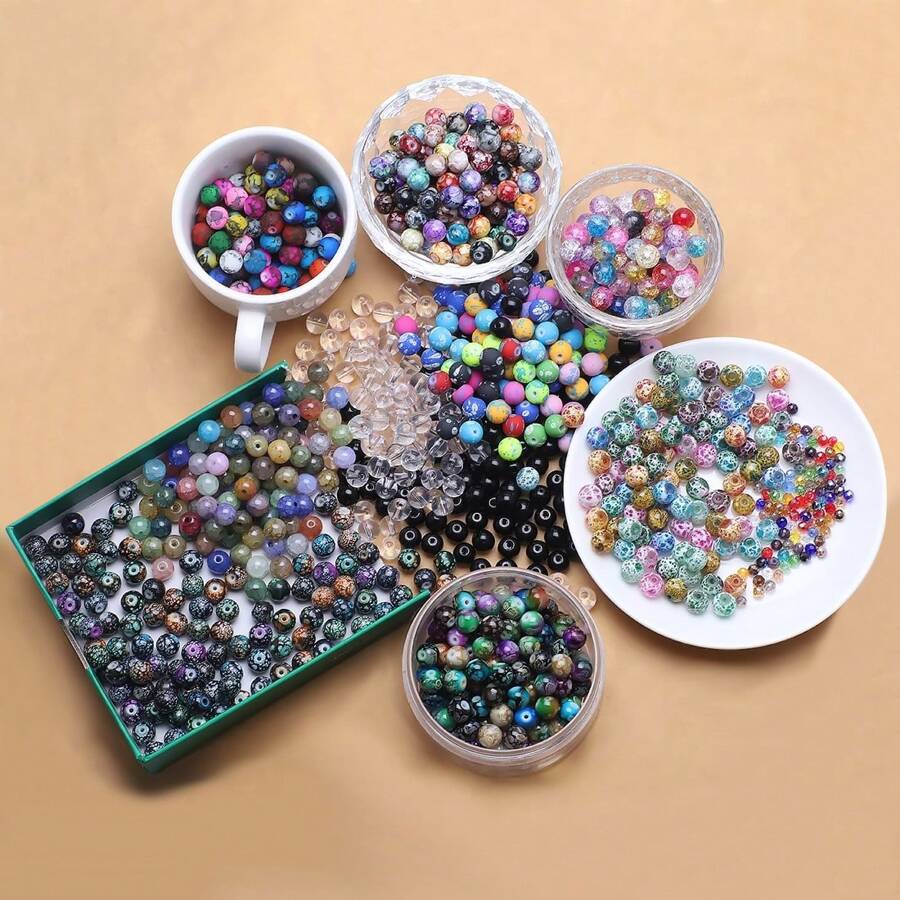 Approx. 100pcs/Pack 8mm Assorted Color Gradient Glass Beads, Baked ...