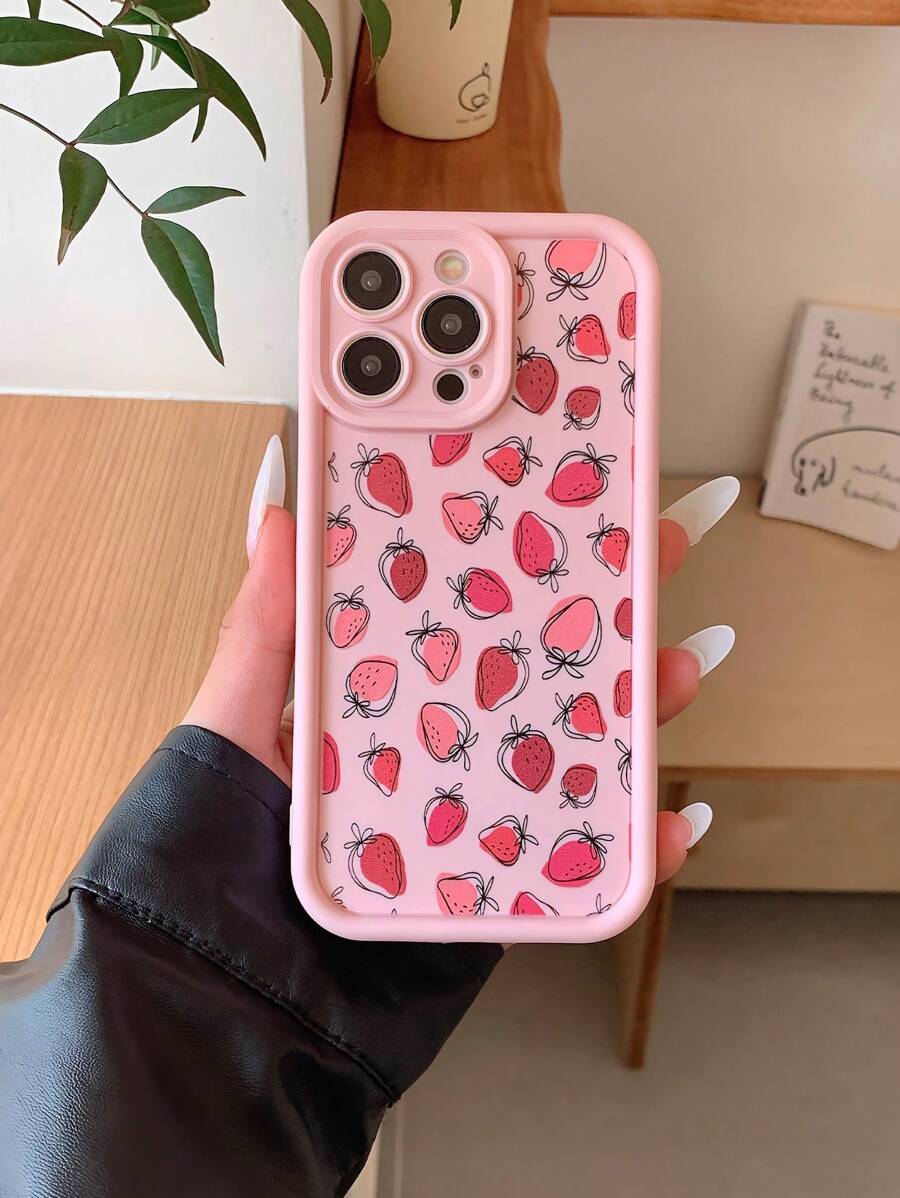 Dual Color Line Strawberry Anti-Fall Phone Case Compatible With Iphone ...