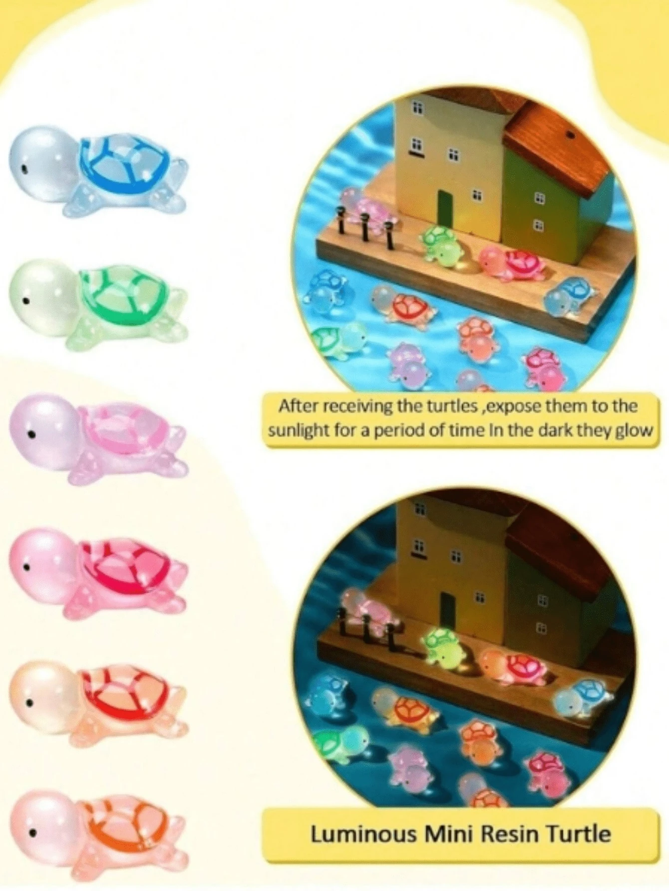 100 Mini Turtles, Glowing Mini Turtles Made Of Resin In Multiple Colors ...