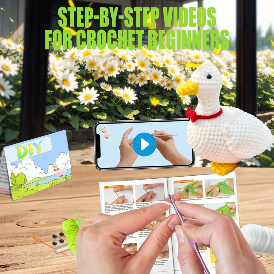 DIY Enten Häkel-Set für Anfänger, Amigurumi gestopfte Tiere - Geschenk Tier Häkel-Starter-Set ...