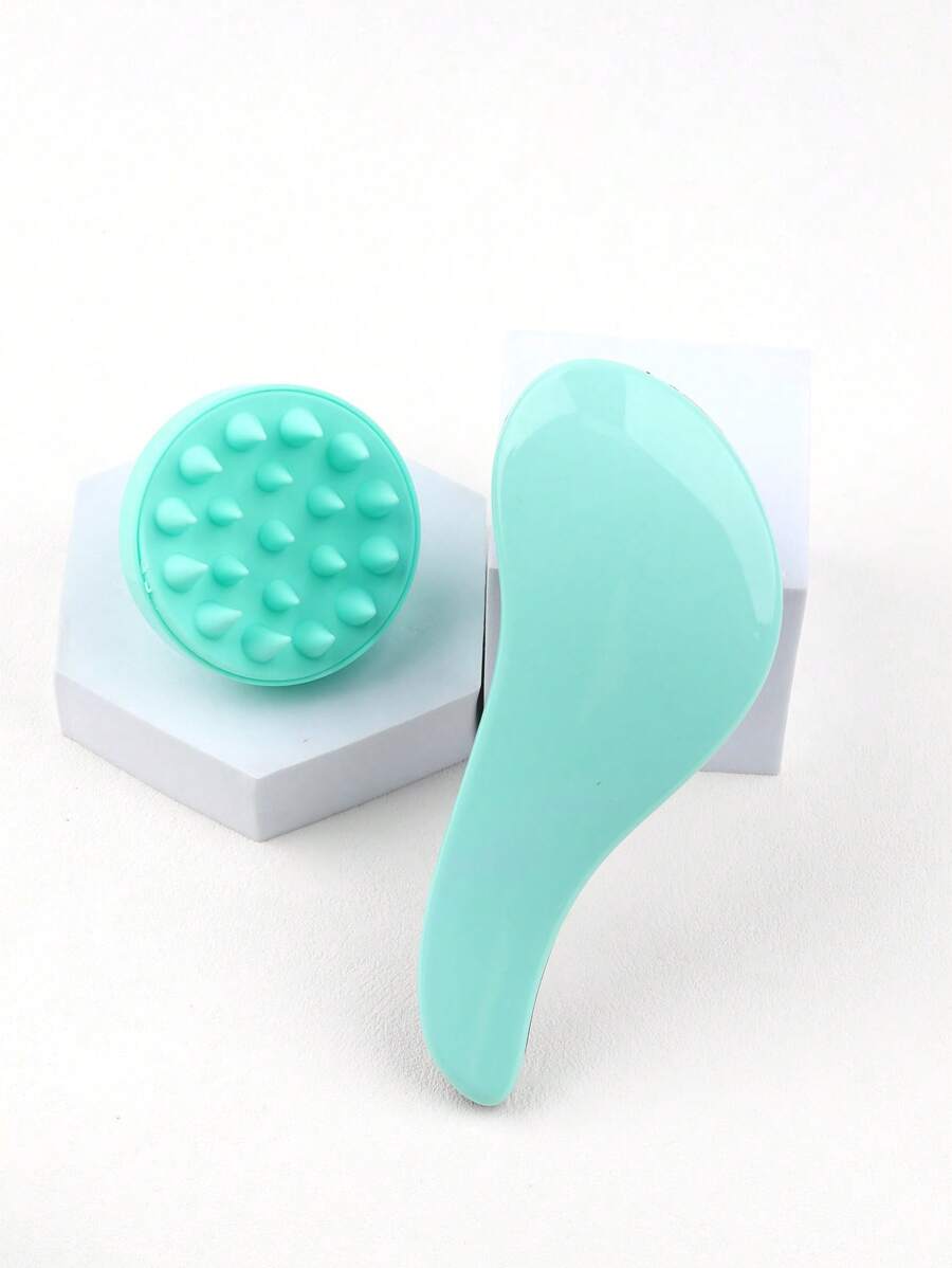 2pcs Hair Care Tool Set - Portable Silicone Scalp Massager, Detangling ...