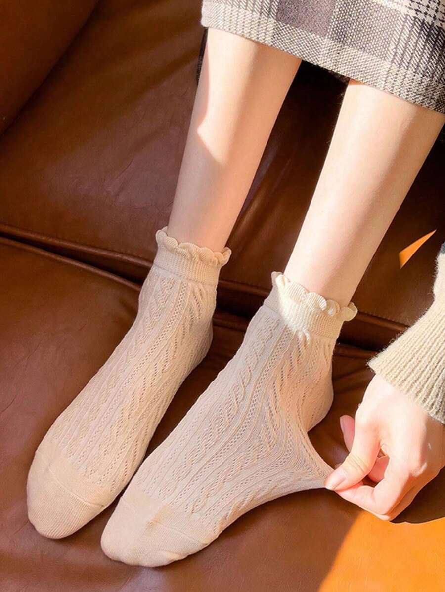 6 pares/pacote de meias femininas de cor sólida até a panturrilha ...