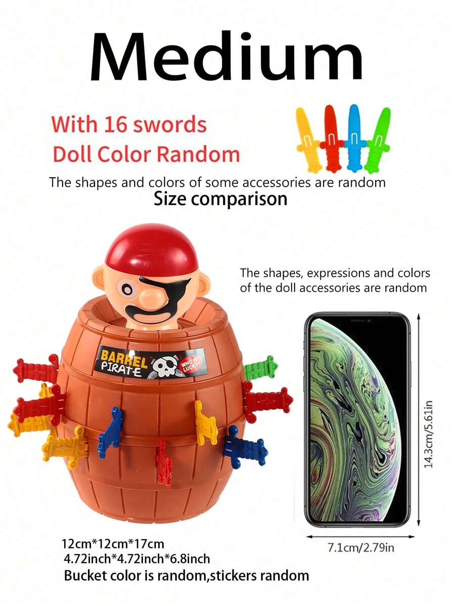 1set Pirate Bucket Children's Toy Interactive Small Board Game Trick ...