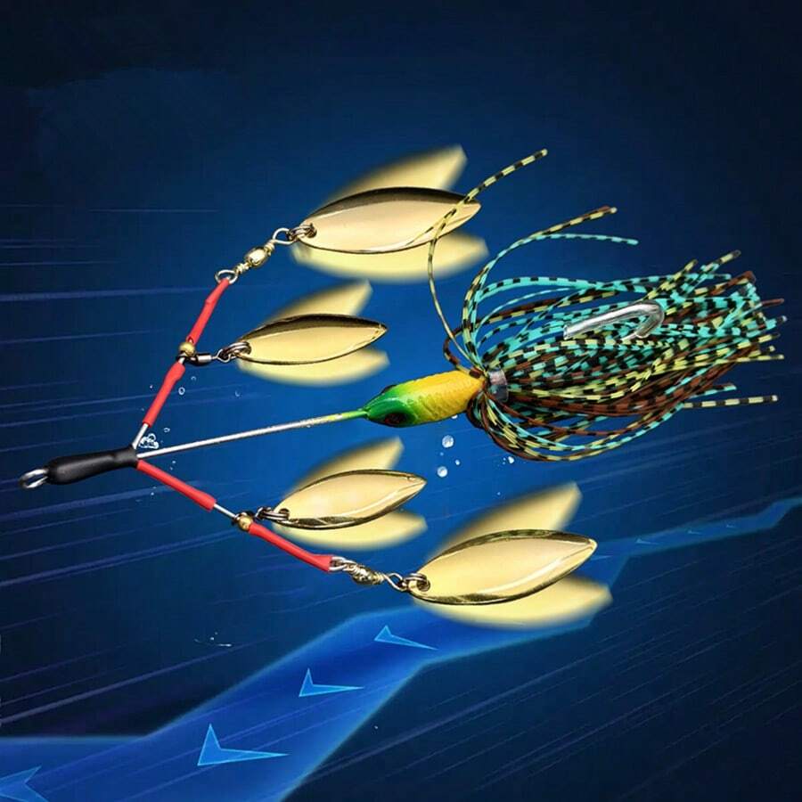 1pc Fishing Lure Multi-Blade Spinner Bait For Bass Fishing, Trout Salmon Hard Metal Spinnerbaits ...