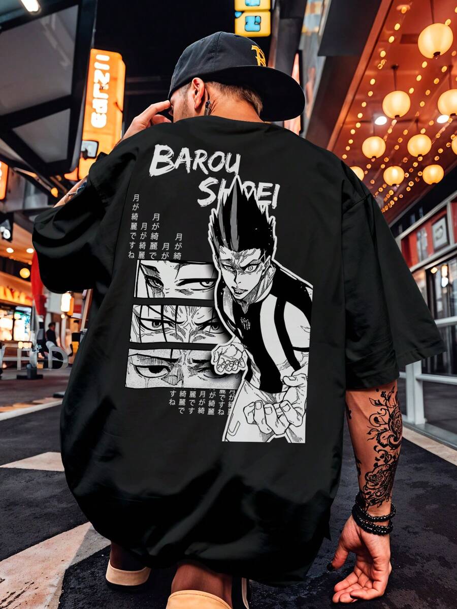 FLUXOGEEK Shirt Oversized Streetwear Cotton Blue Lock Barou Shoei ...