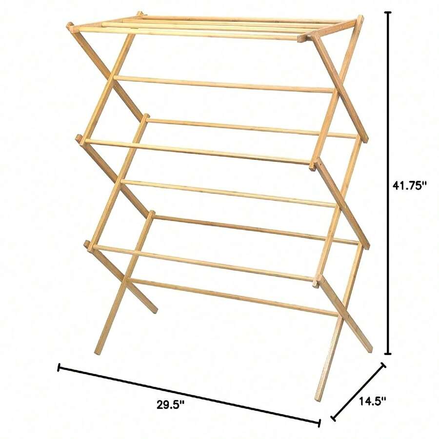 Wooden Clothes Drying Rack For Laundry - Collapsible Folding Bamboo ...