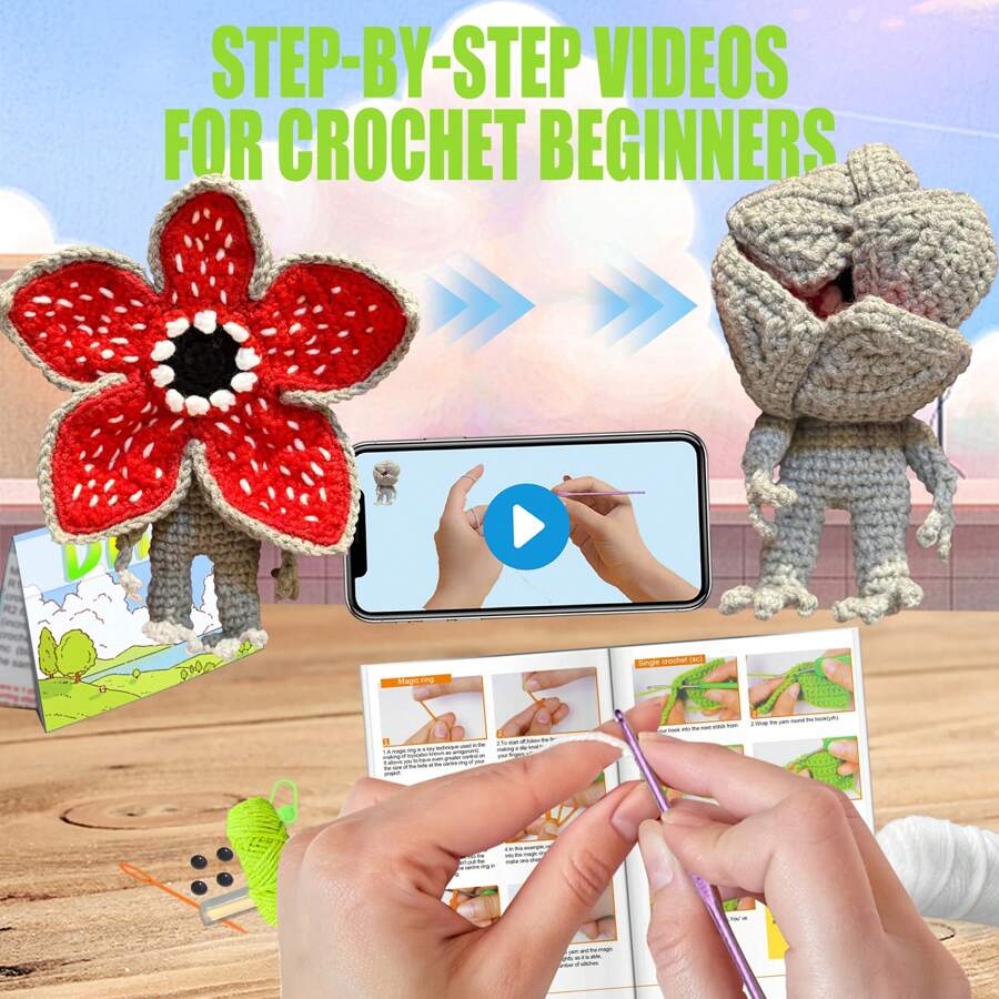 DIY Chopper Häkelset für Anfänger, Amigurumi gestopfte Tiere - Geschenk-Tierhäkel-Starter-Set ...