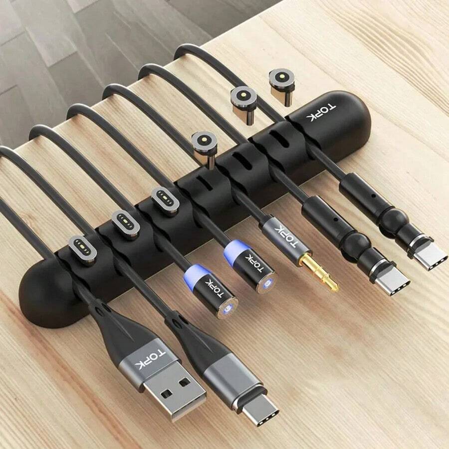 New Silicone Desk Cable Organizer, Self-Adhesive Portable USB Cable ...