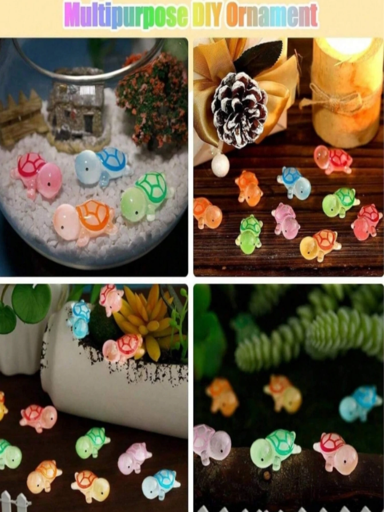 100 Mini Turtles, Glowing Mini Turtles Made Of Resin In Multiple Colors ...