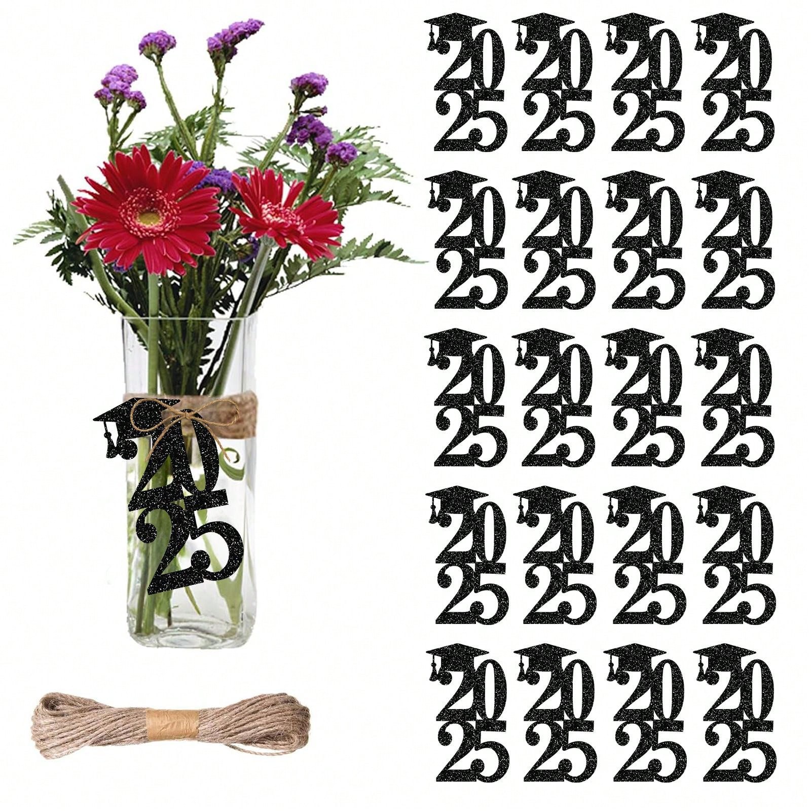 20pcs Class Of 2025 Graduation Confetti Glitter Double Side Grad Party ...