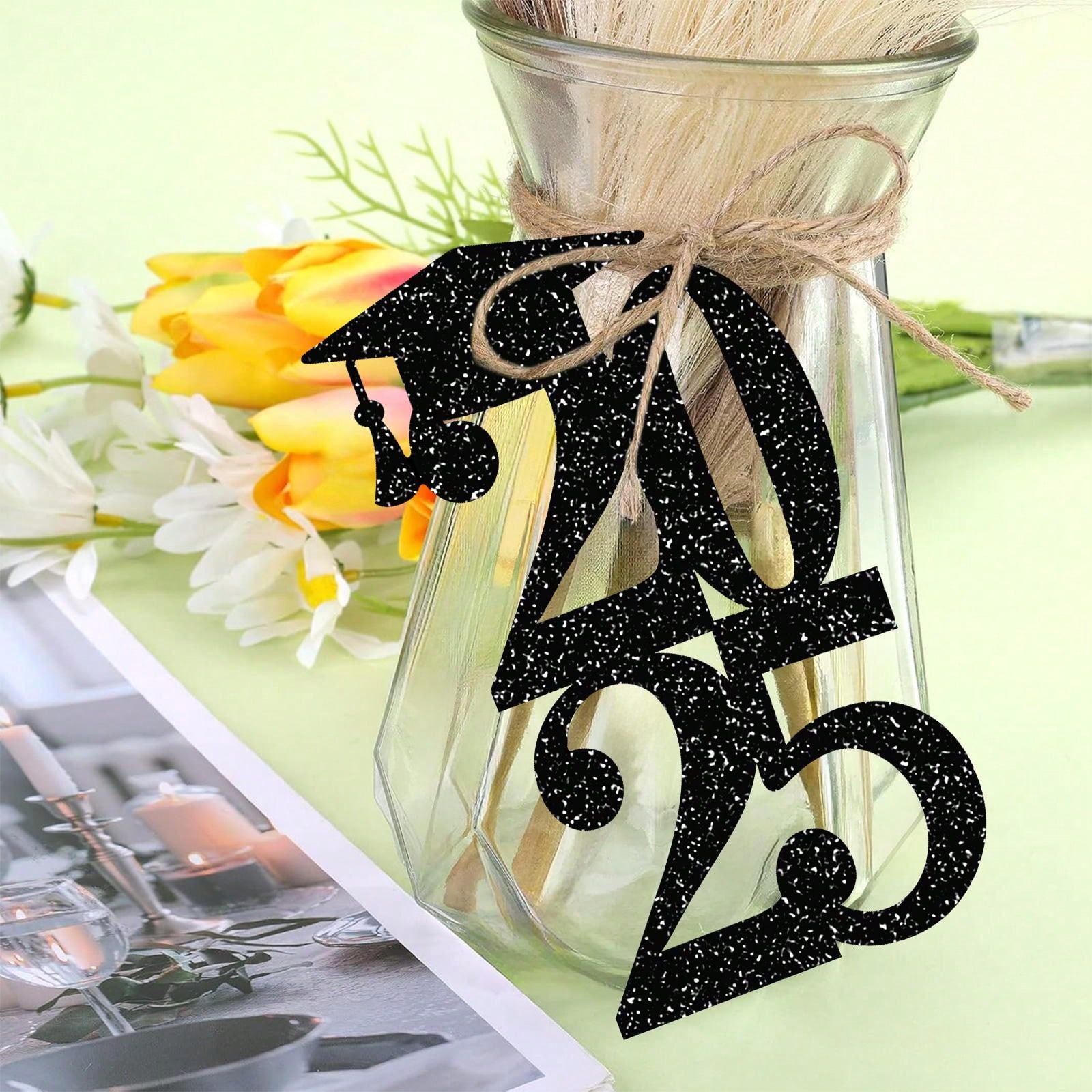 20pcs Class Of 2025 Graduation Confetti Glitter Double Side Grad Party ...