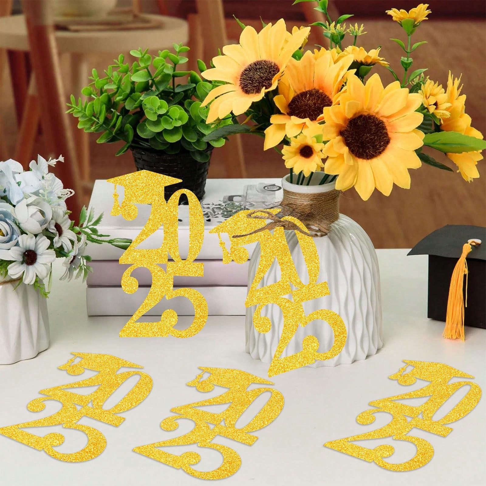 20pcs Class Of 2025 Graduation Confetti Glitter Double Side Grad Party ...
