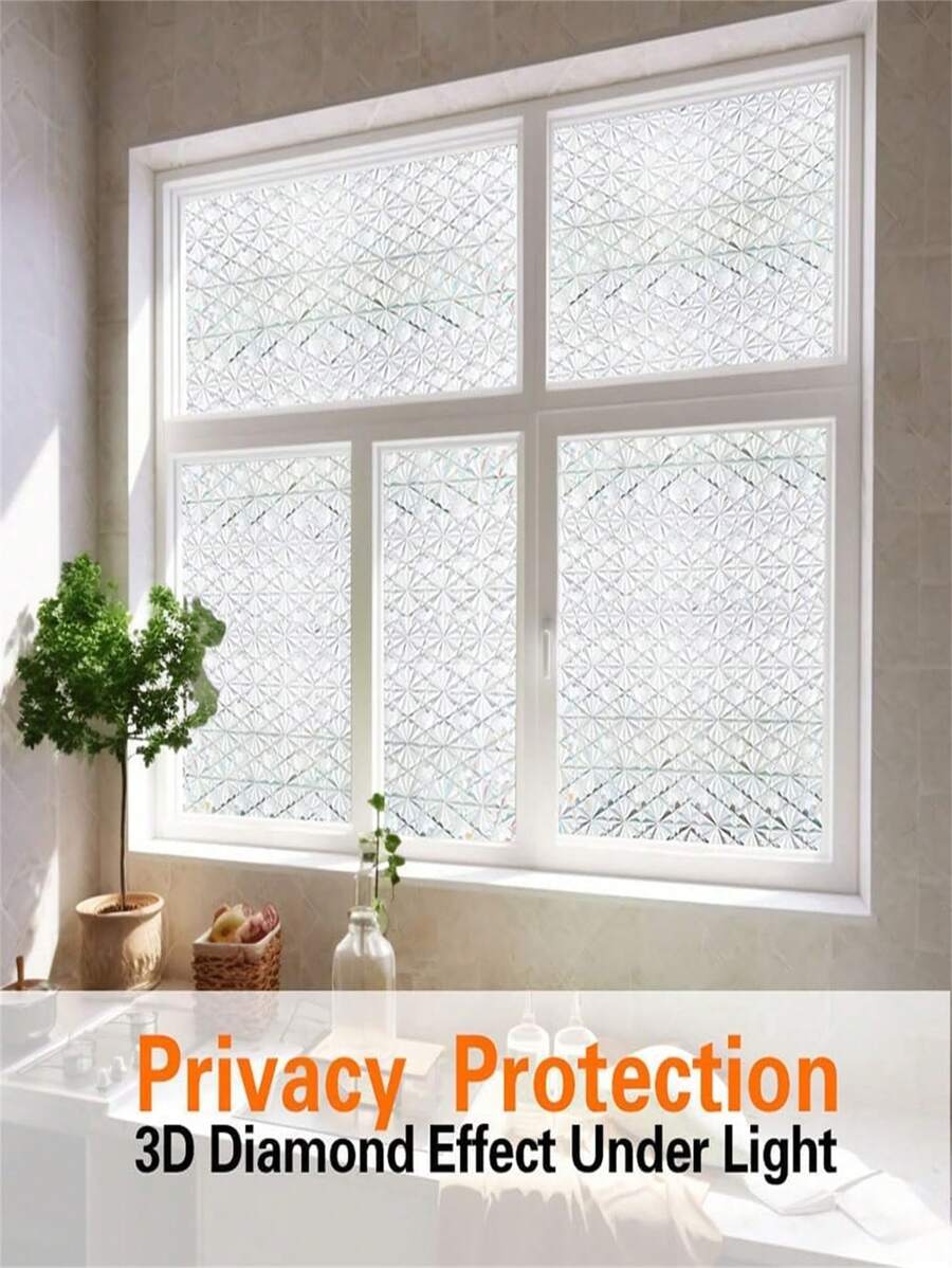 Window Privacy Film, 3D Diamonds Glass Film, Vinyl Decorative Window ...