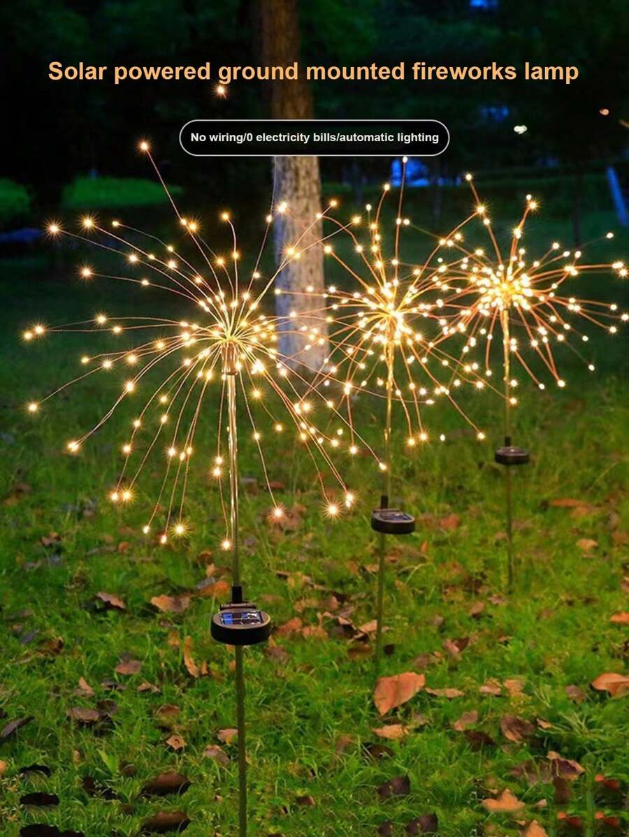 Solar betriebene Feuerwerk Lichter, Rasen Atmosphäre Lichter ...