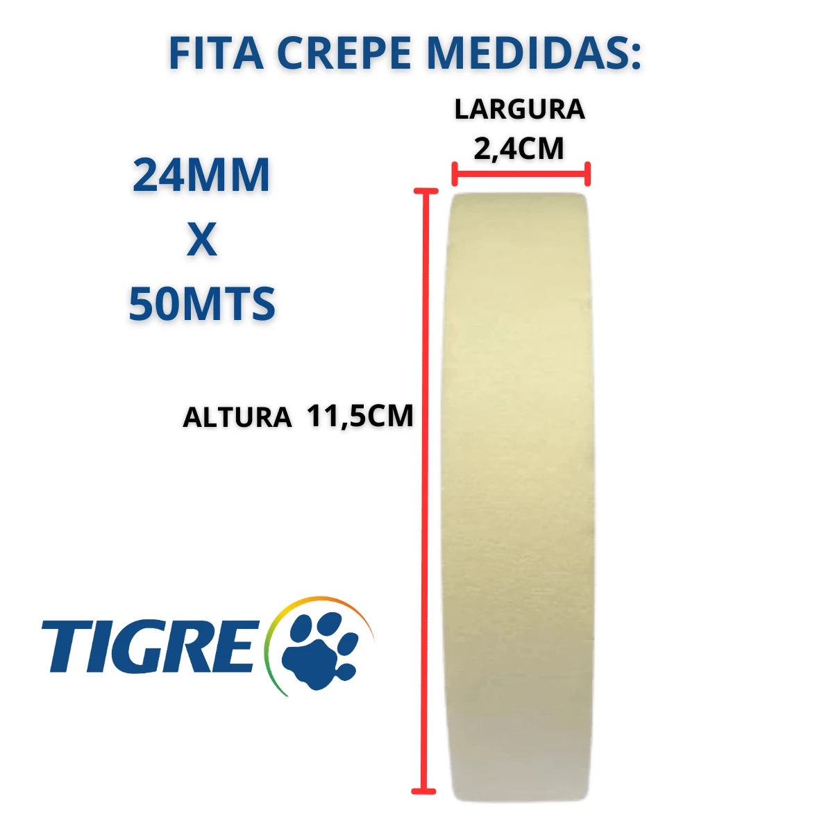 White Crepe Tape Kit With 3 Units Medium Tape 24x50 General Use Tigre Painting Tape Crepe Tape ...
