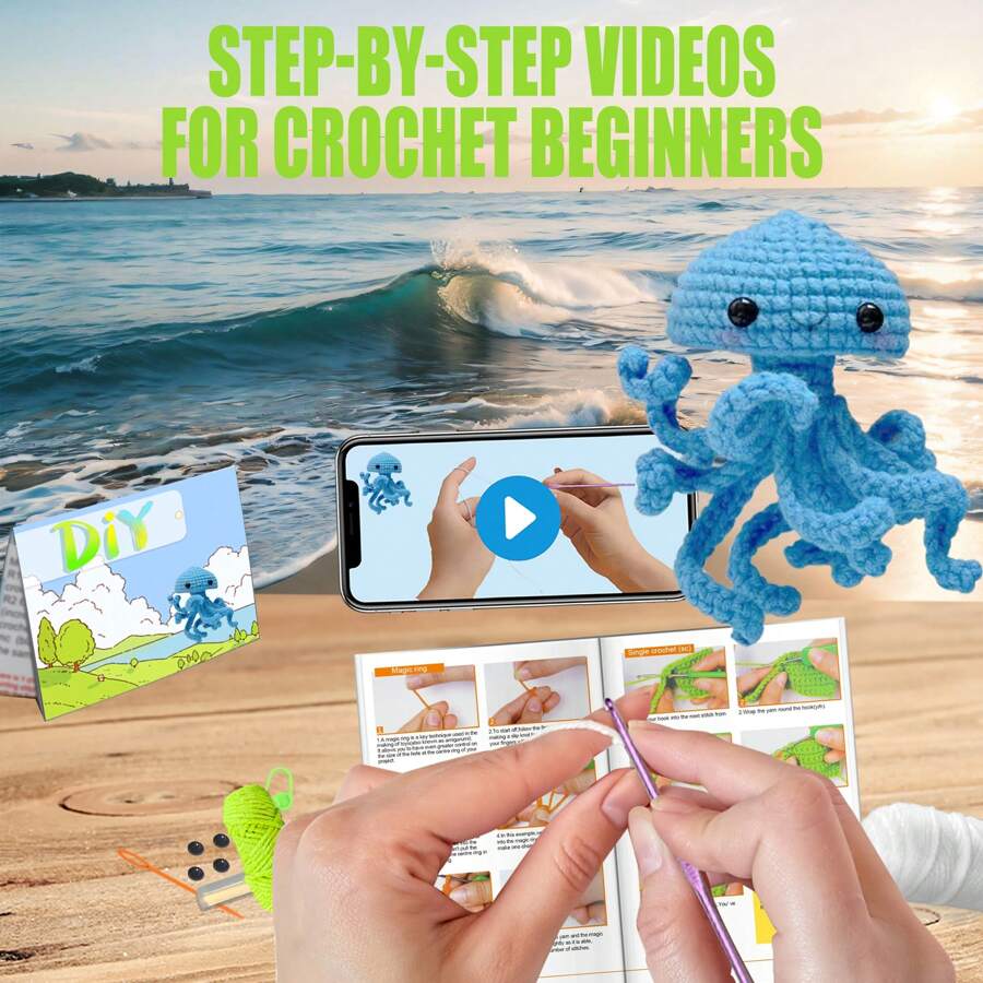 DIY Valentinstag Quallen Häkelset für Anfänger, Amigurumi gestopfte Tiere - Geschenk Tier Häkel ...