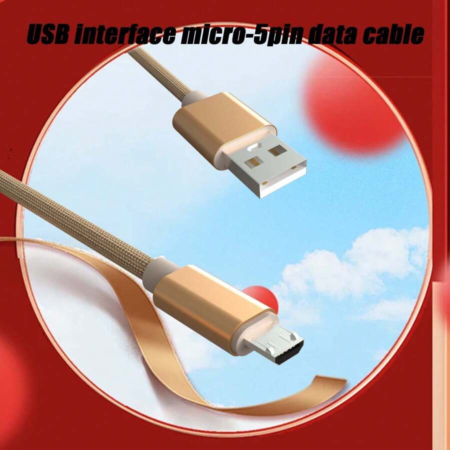 The Ultra Durable 1M Gold Fabric Material USB To Micro 5-Pin Data Cable ...