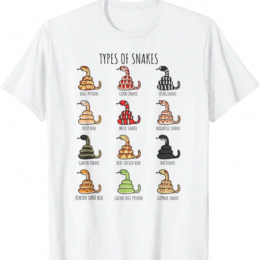 Cute Types Of Snakes Pythons Kingsnake Hognose Snake Boas T-Shirt ...