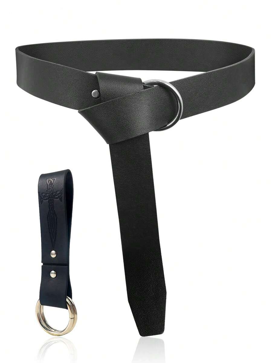 2 Pcs Medieval Knight Belt For Men LARP Renaissance O Ring Belts For ...